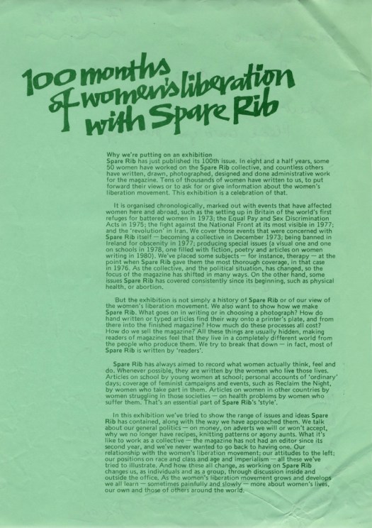 100 Months of Women’s Liberation with Spare Rib Magazine (30 Oct – 9 ...