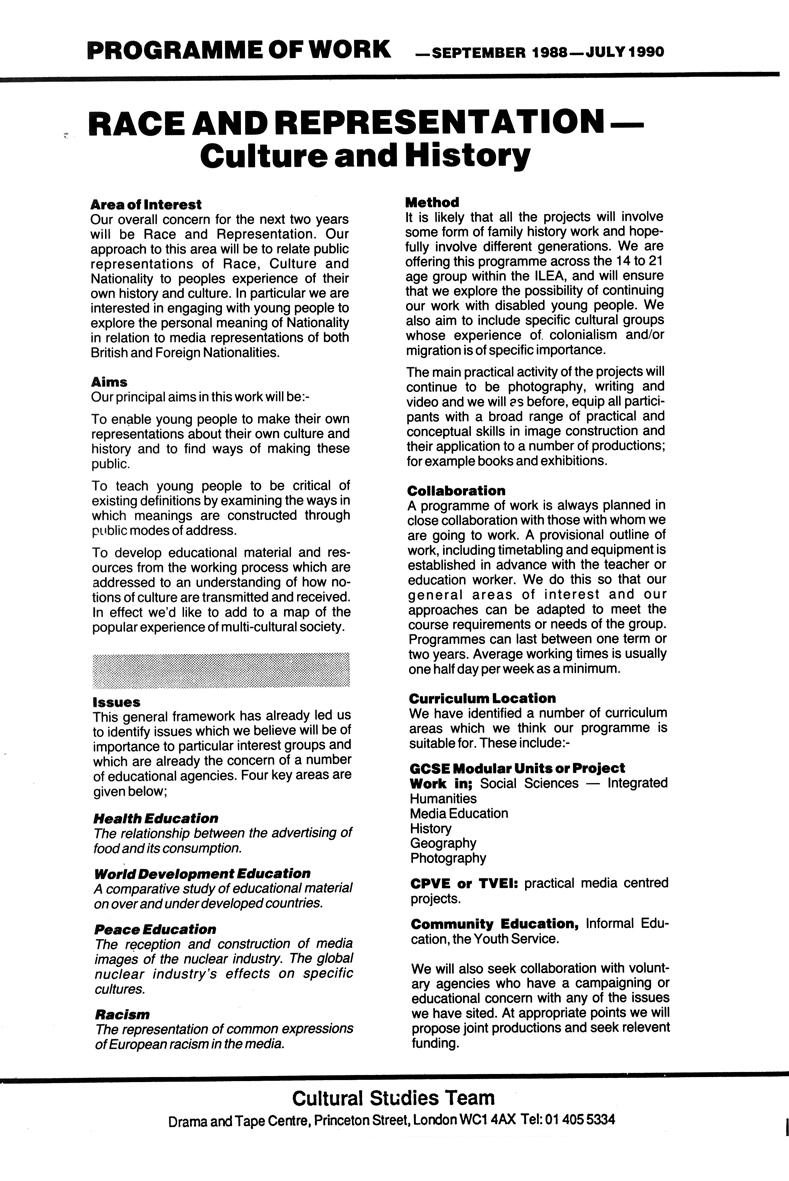 Publicity 1988 – Cockpit Gallery Exhibitions & Cultural Studies ...